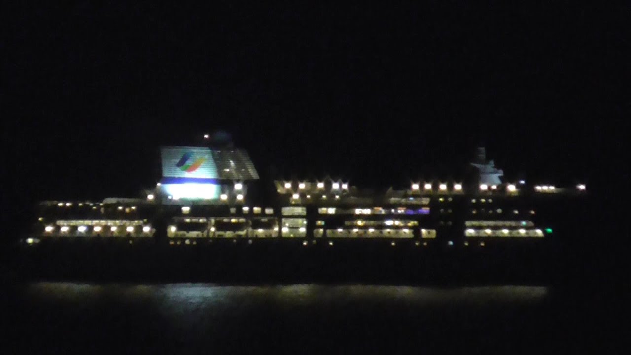 Brittany Ferries - MV Pont Aven at night with MV Normandie - YouTube