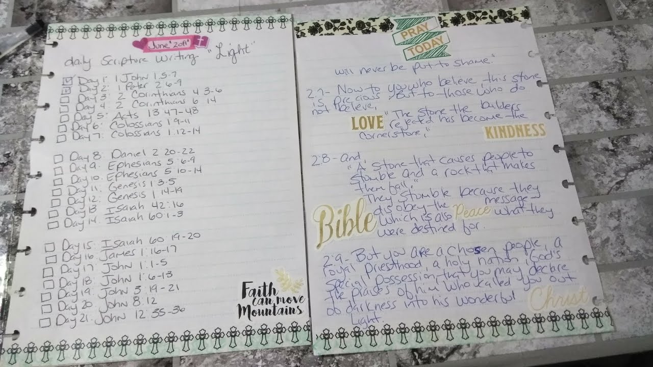Day 2: Daily Scripture Writing: 1Peter 2:6-9 // June 2019 - YouTube