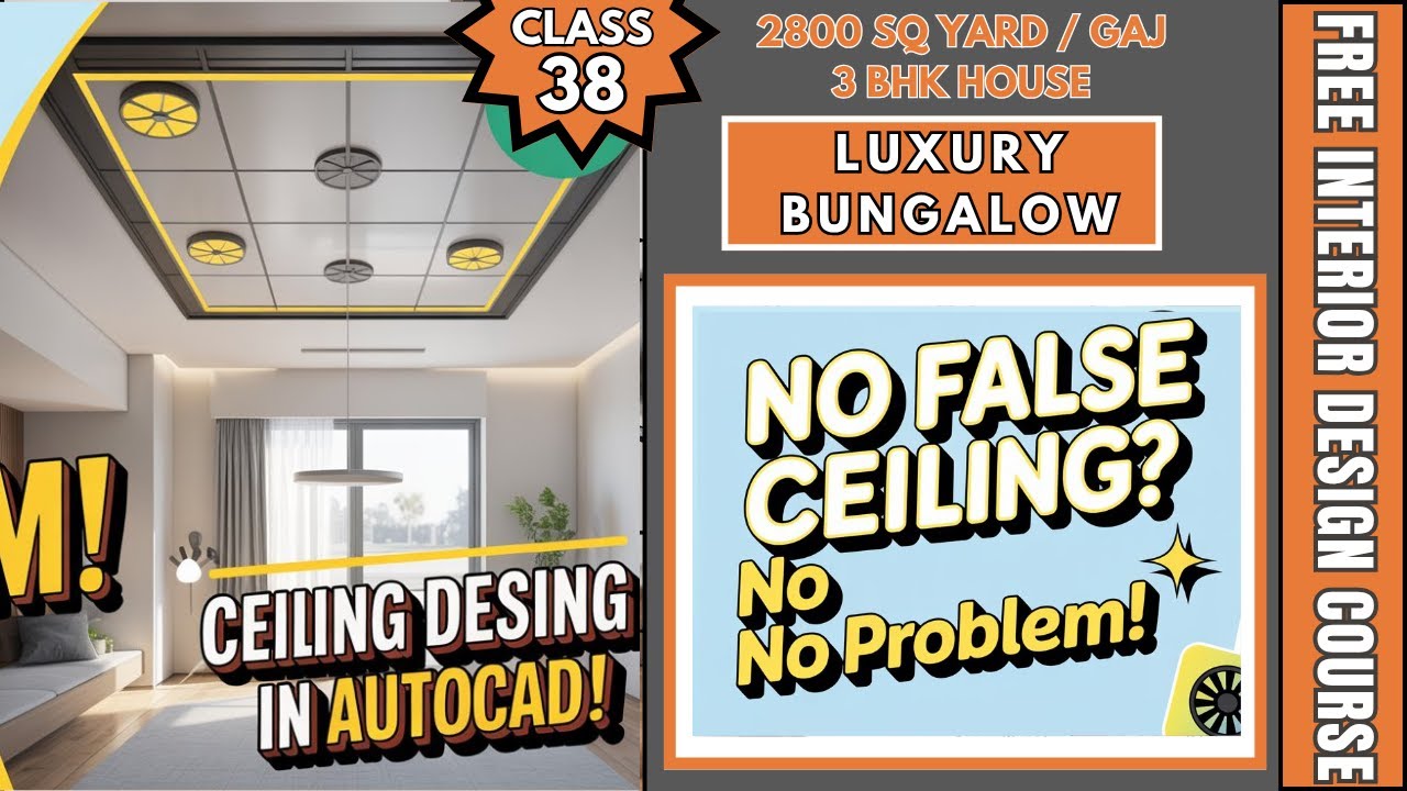 Ceiling Design Without False Ceiling in Free AutoCAD Course | Lighting ...