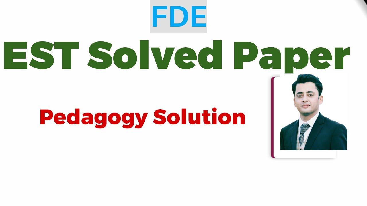 FDE EST Solved Paper || Federal Directorate of Education Solved EST ...