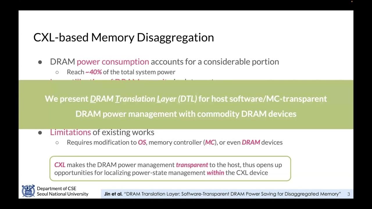 ISCA'23 - Lightning Talks - Session2B - DRAM Translation Layer: Software-Transparent DRAM Power ...