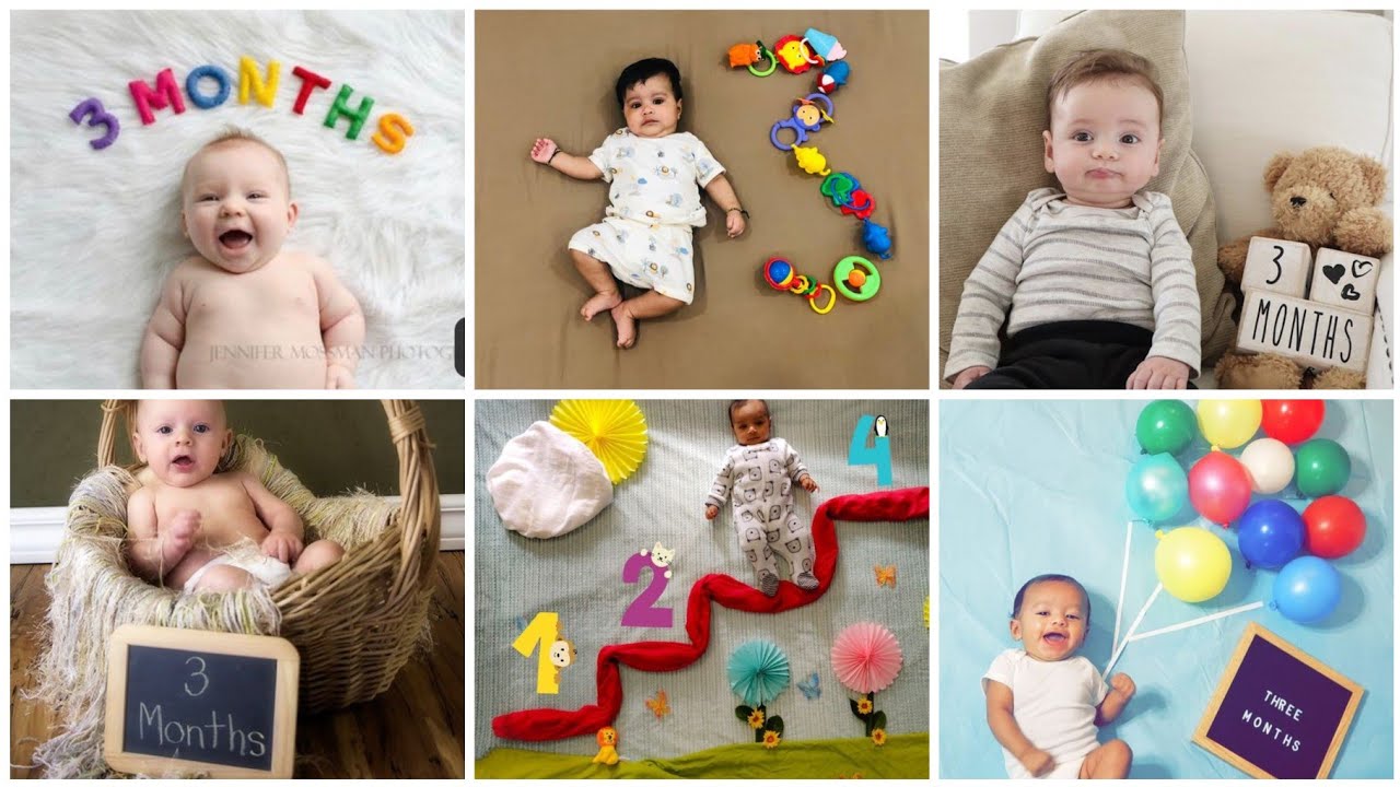3rd Month Baby photoshoot Ideas at Home 2024 || 3rd month Monthly Baby ...