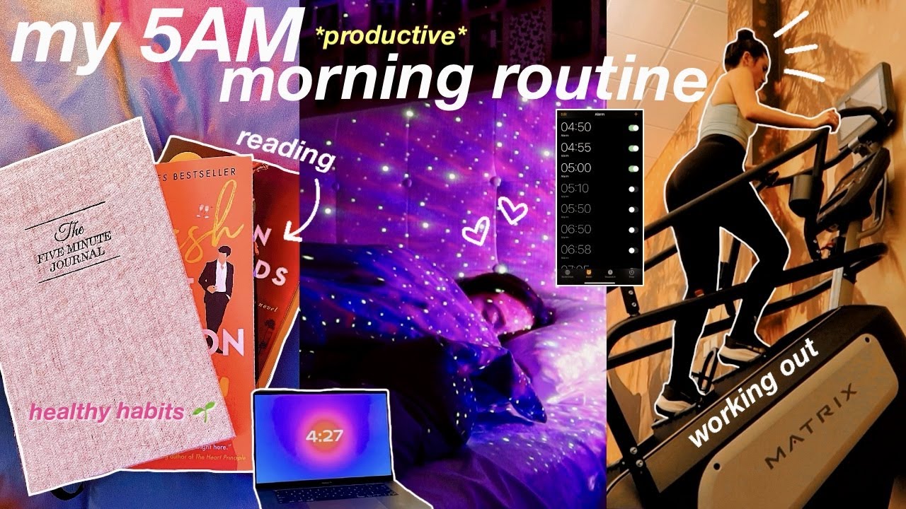 5AM MORNING ROUTINE 🌱 healthy & productive habits ⋆*.⋆ - YouTube