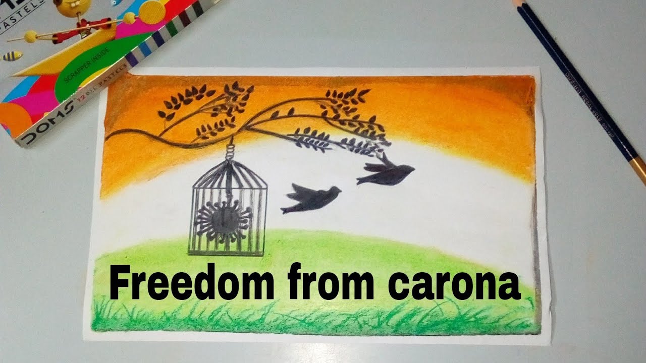 How to draw on concept of freedom from carona - YouTube