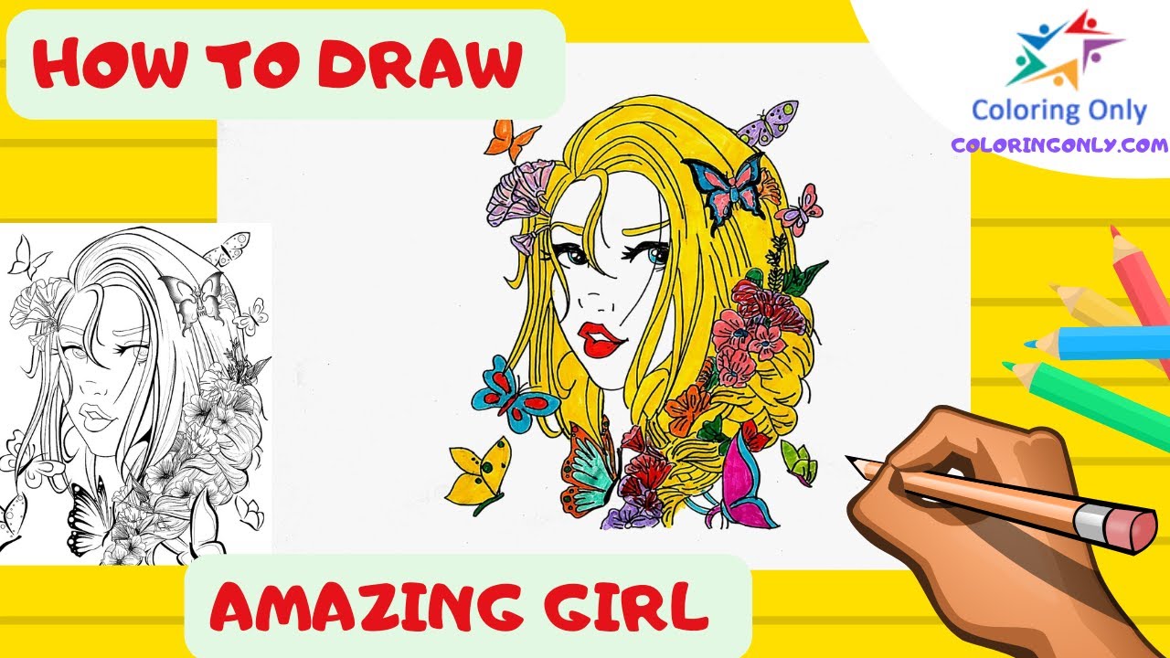 How to Draw Amazing Girl - YouTube