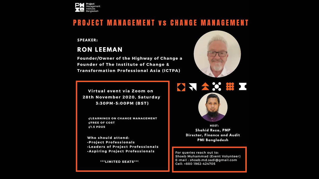 Project Management vs Change Management : Ron Leeman, Founder , ICTPA ...
