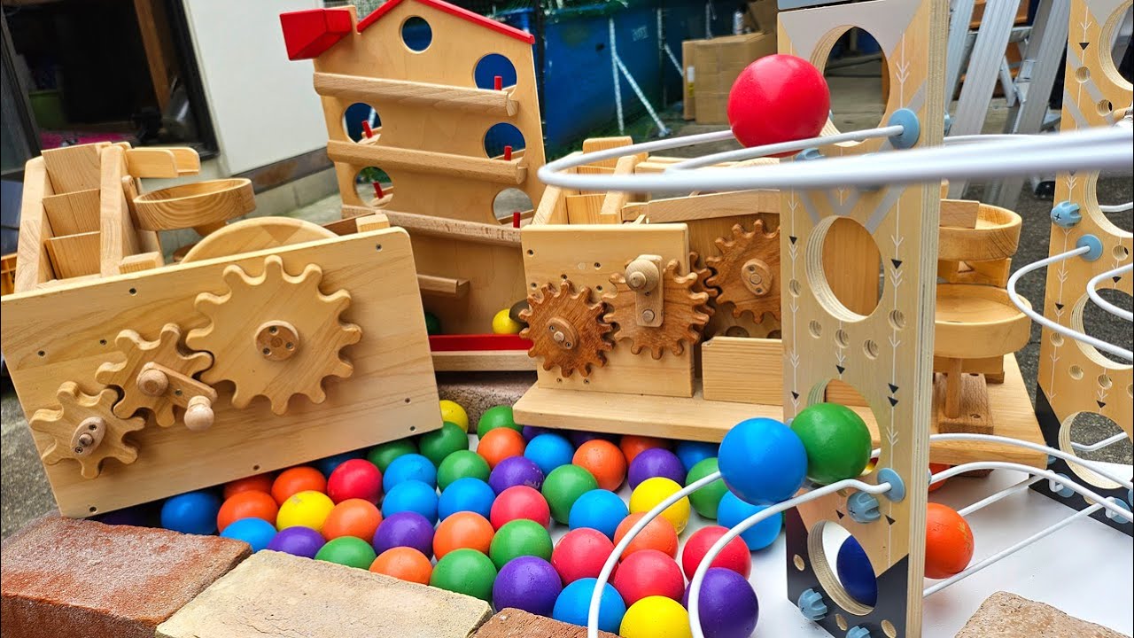 5 Wooden Marble Run Lace ASMR☆Colorful balls and big balls - YouTube
