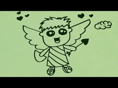 ART LESSON 156: HOW TO DRAW CARTOON Valentines's Cupid STEP BY STEP ...