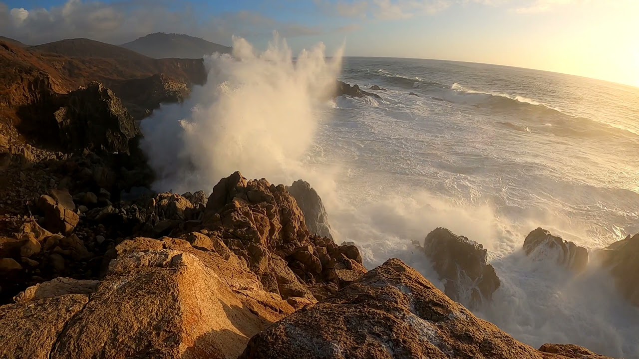 Big Sur Monster Waves at Sunset - YouTube