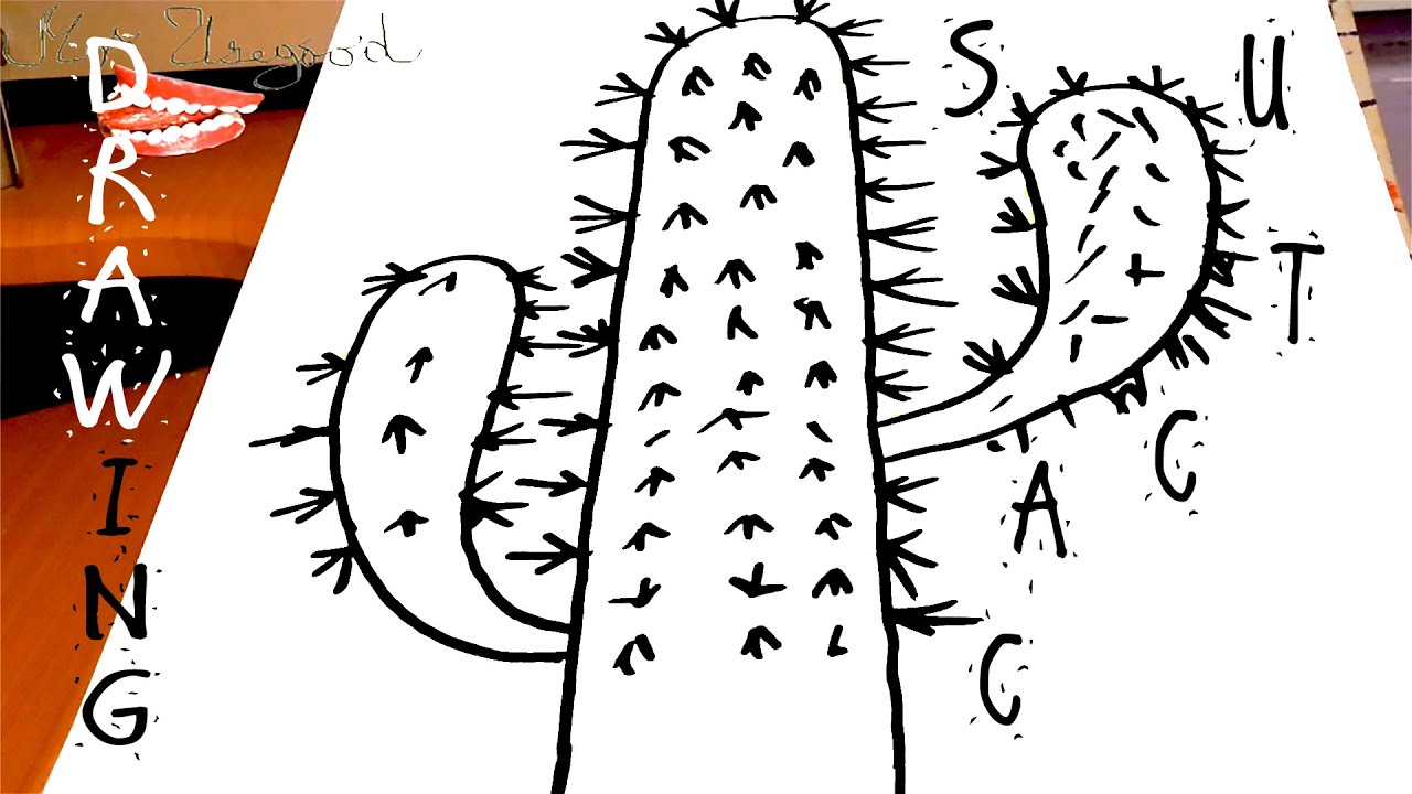 How to Draw a Cartoon CACTUS Step by Step Easy, on paper with Pencil ...