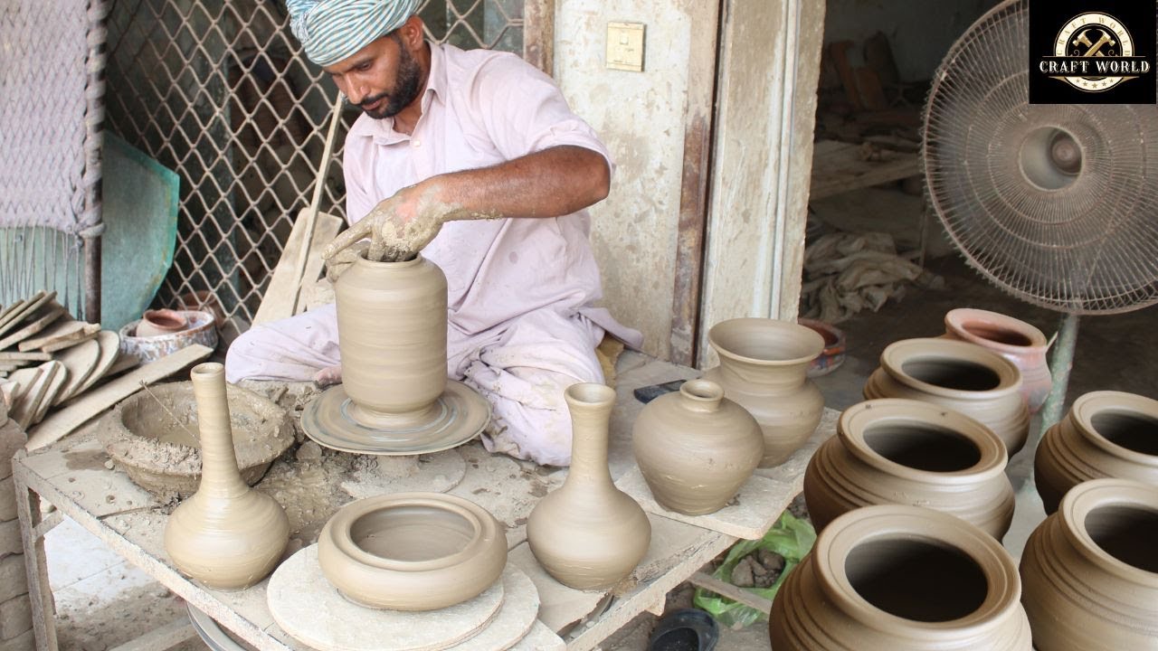 Clay Pottery Primitive Art Design || How to Potter Making Traditional ...