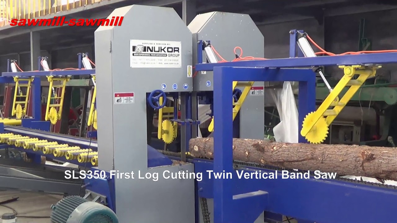 Twin Vertical Band Saw Wood Cutting Line - YouTube