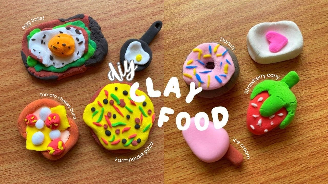 making tiny air dry clay food🌮🍥🍲🥐first time using air dry clay! - YouTube