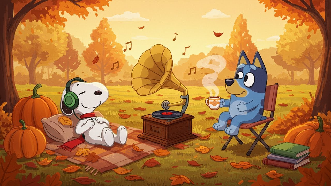 Snoopy Lazy Fall Afternoon with Bluey ☕ Soft Autumn Jazz to Relax, Read ...