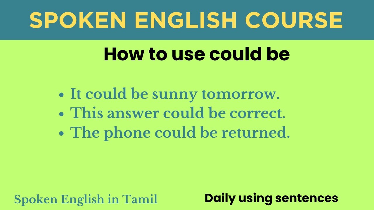 Usage of could be | Spoken English course | தமிழ் விளக்கம் | # ...