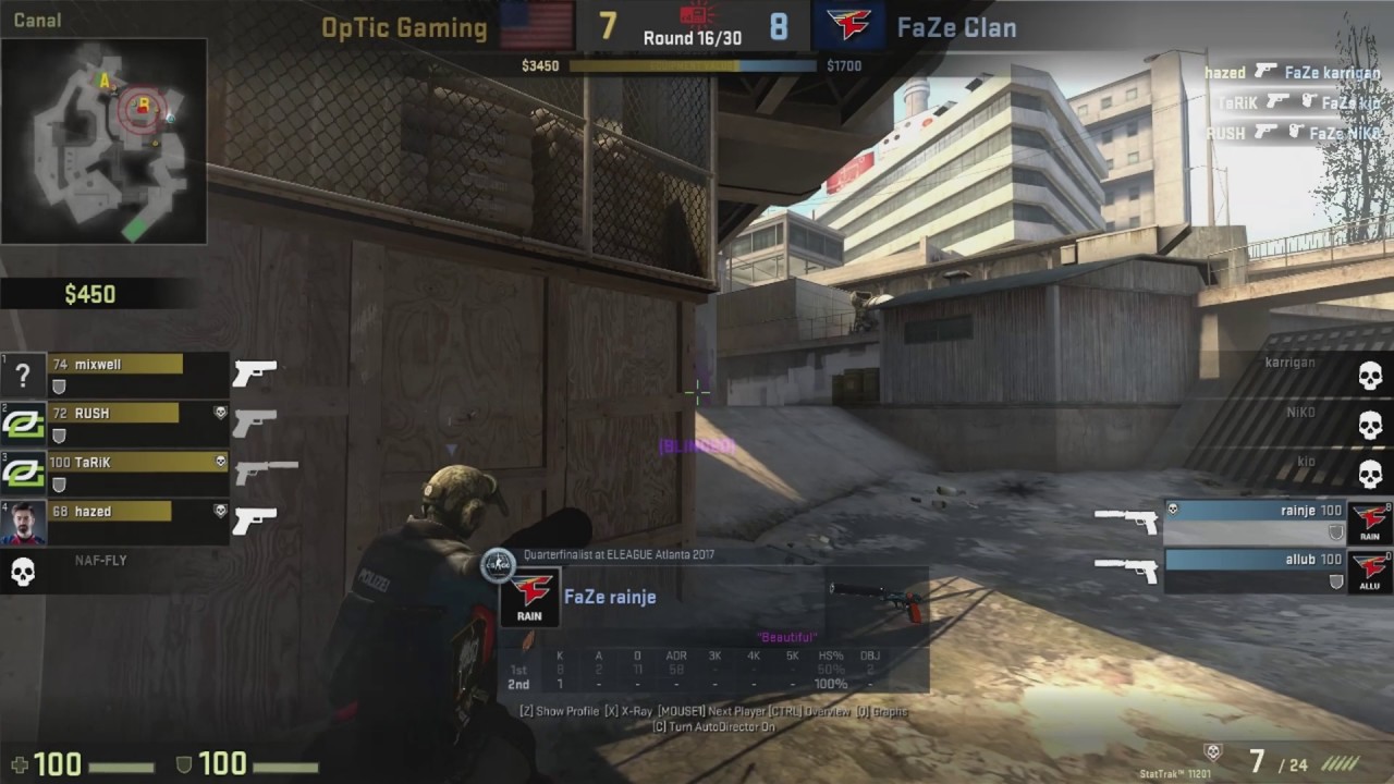 FaZe Rain USP 4K vs OpticGaming Overpass @ ECS SEASON 3 FINALS - YouTube