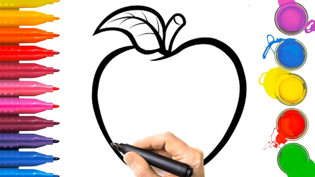 Bolalar Uchun olma rasm chizish | Drawing Apple for children and kids ...