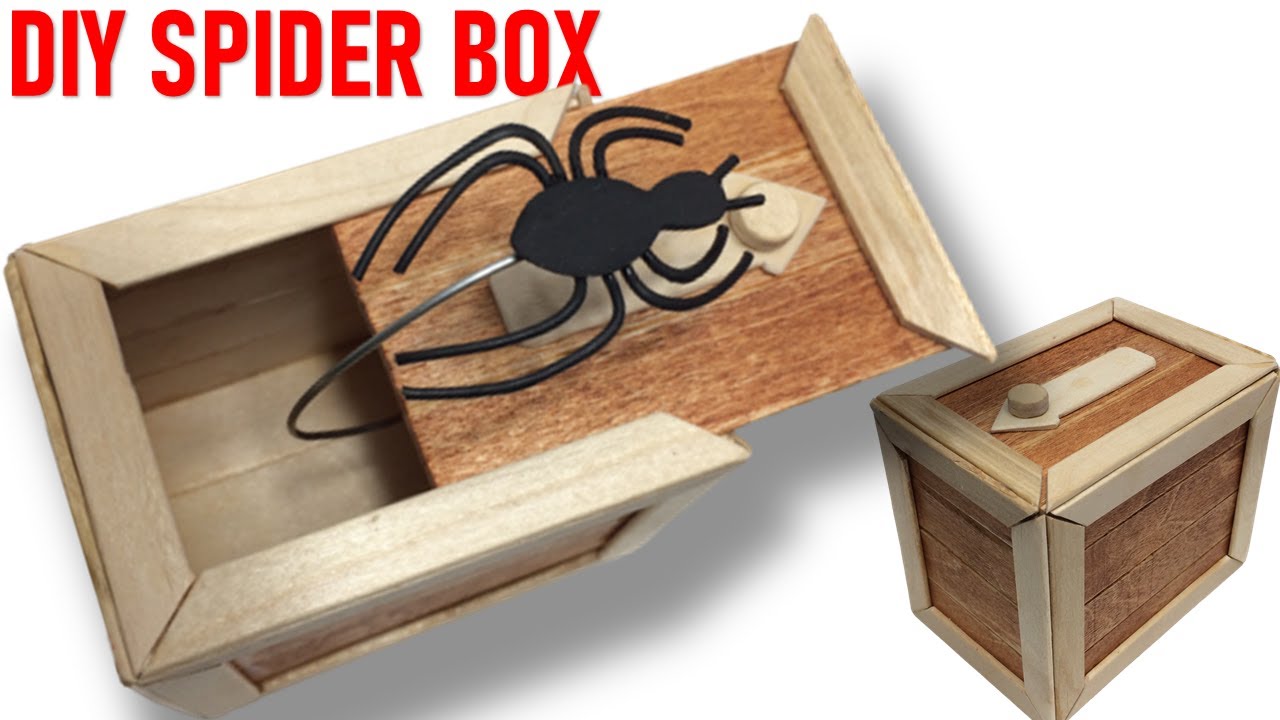 HOW TO MAKE SPIDER SCARE BOX WITH POPSICLE STICKS (DIY SPIDER BOX ...