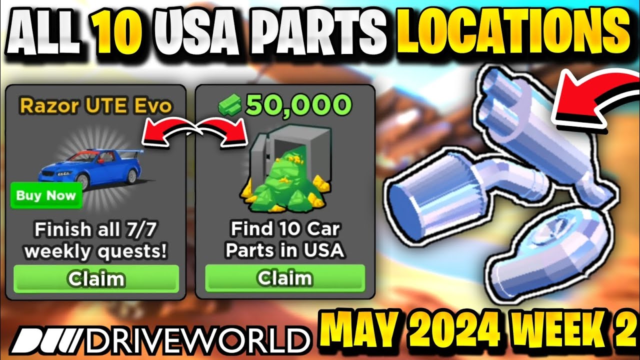 🔥How To FIND All 10 USA PARTS Locations For RAZOR UTE EVO Weekly Quests ...