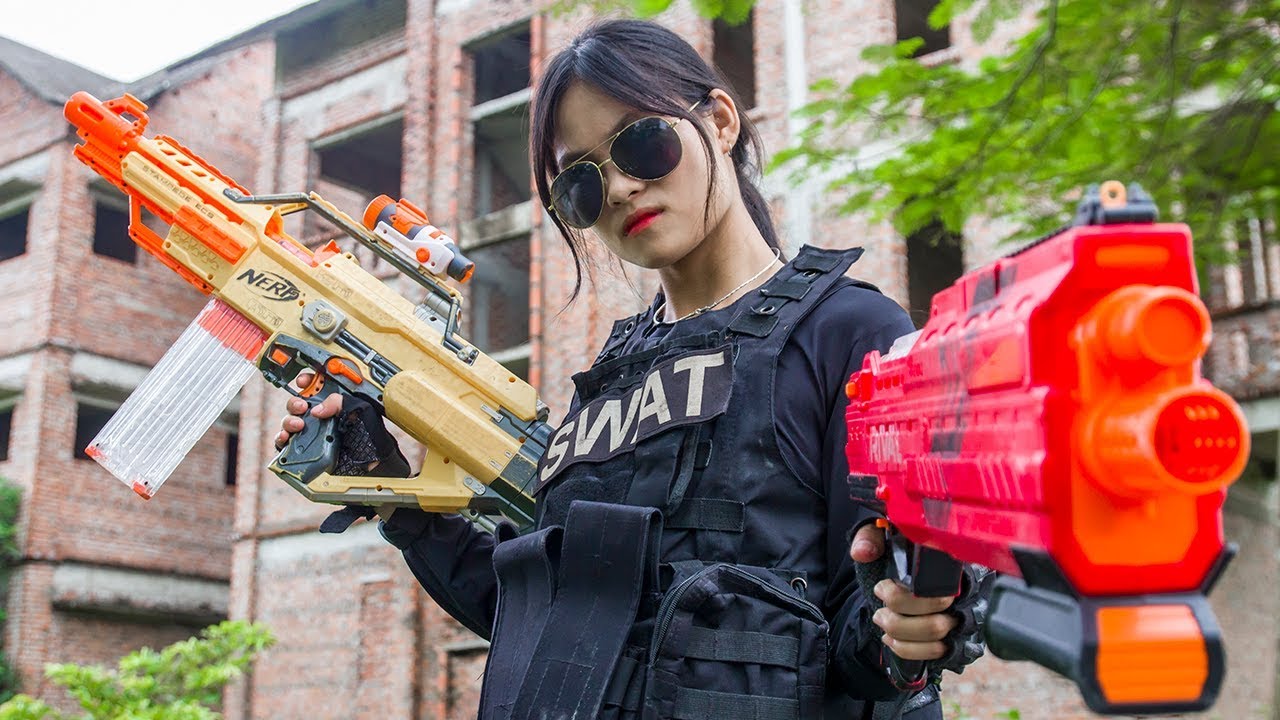 NERF WAR : SWAT Warriors Nerf Guns Fight Attack Mask Bandits Rescue ...