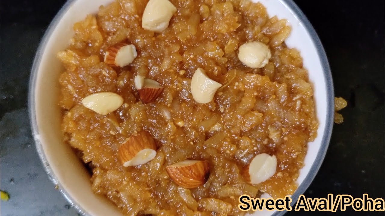 Sweet Poha / Aval using Jaggery | Sweet Poha Recipe | Sweet Aval Recipe ...