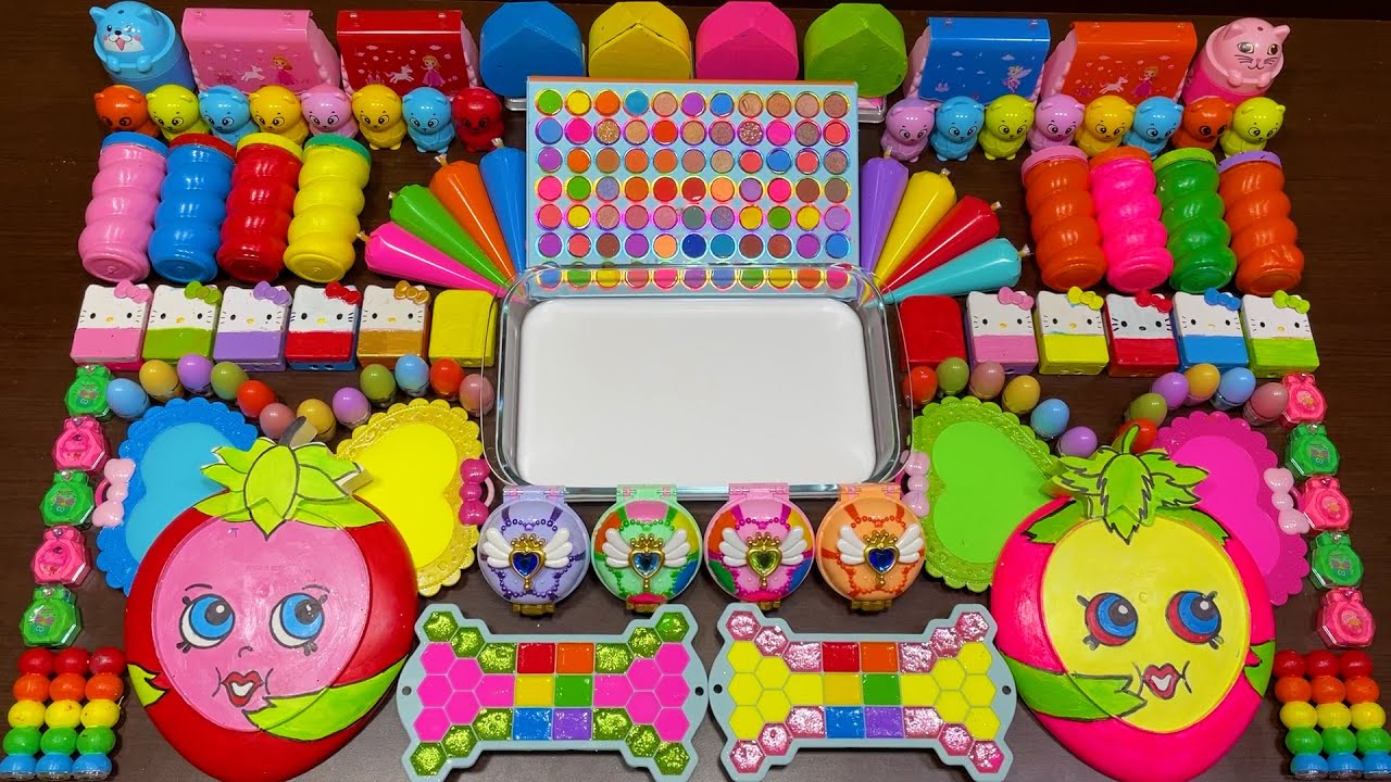 Hello Kitty and EYEShadow and Piping Bags into Glossy Slime! Mon slime ...