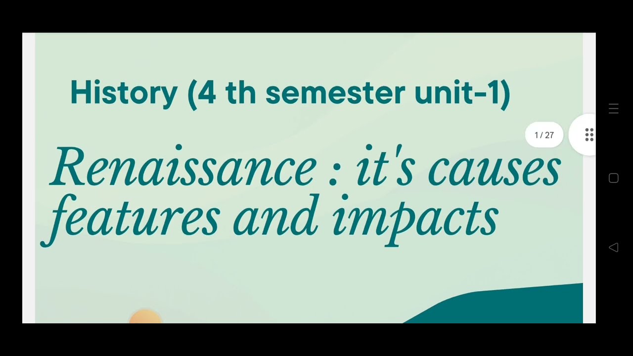 यूरोप में पुनर्जागरण Renaissance causes features and effect BA-4 th sem #history #unit -1 - YouTube