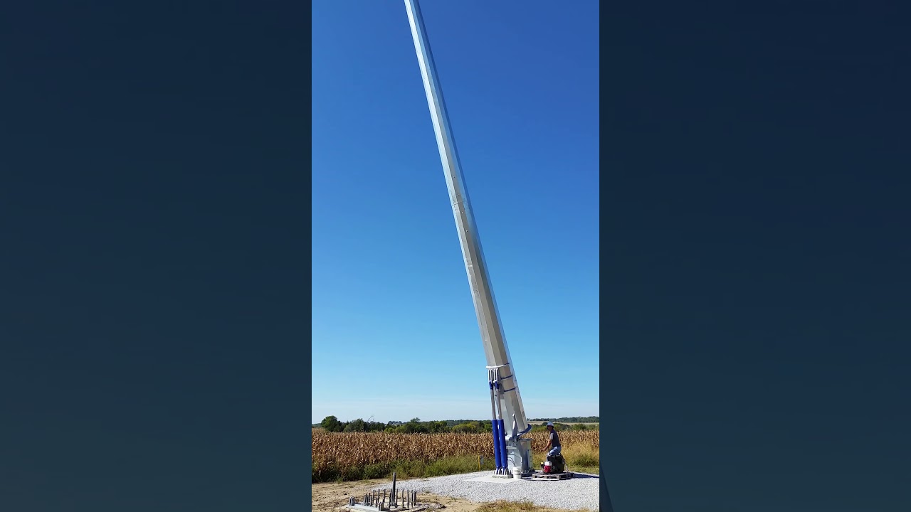 Ambor Structures 20kW Hydraulic Wind Pole & Hydraulic System - YouTube