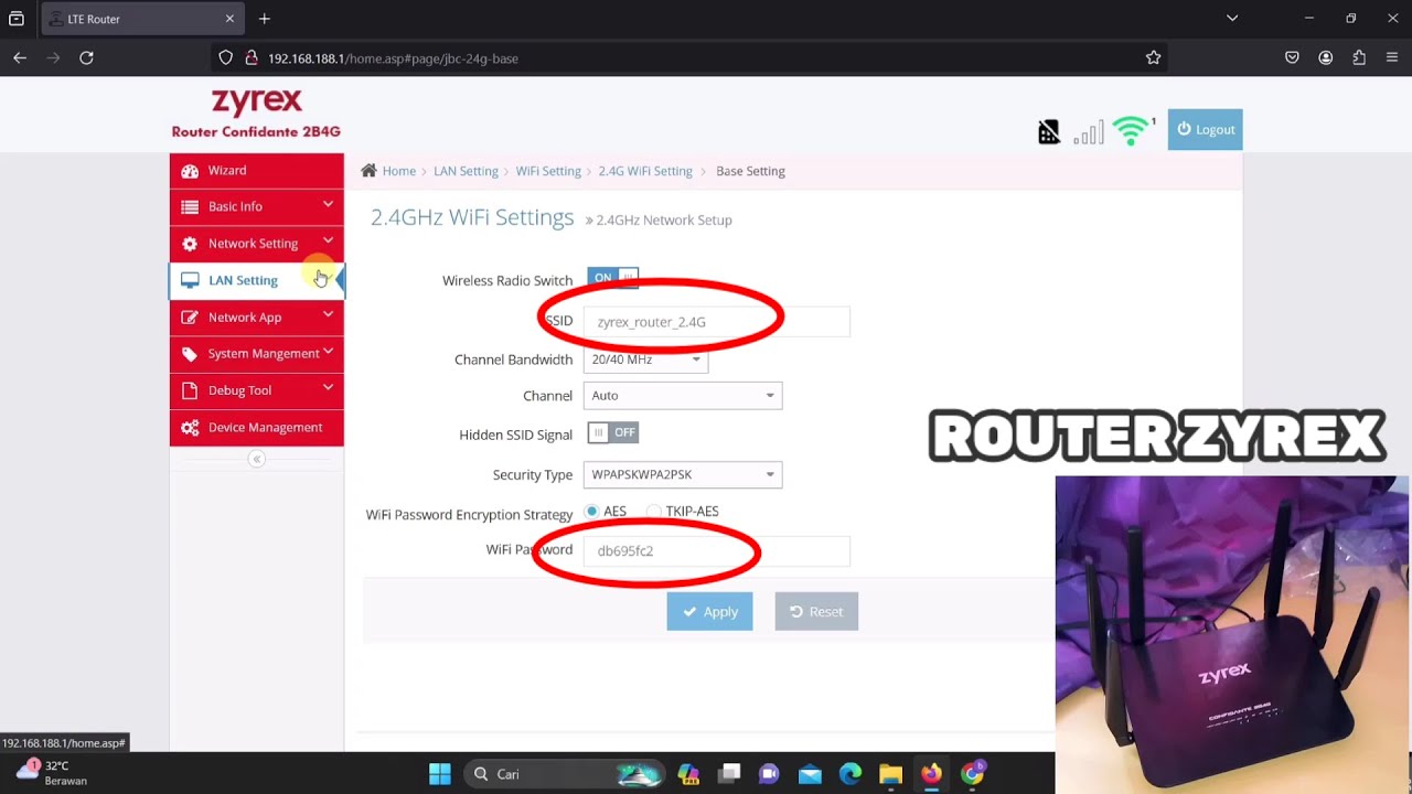 CARA SETTING & MENGGANTI NAMA SSD DAN PASSWORD WIFI DI ROUTER ZYREX ...
