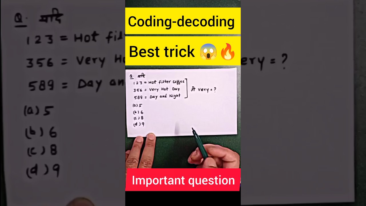 Very Important Question Of Coding Decoding π±π Reasoning Mathstricks Shorts Youtube
