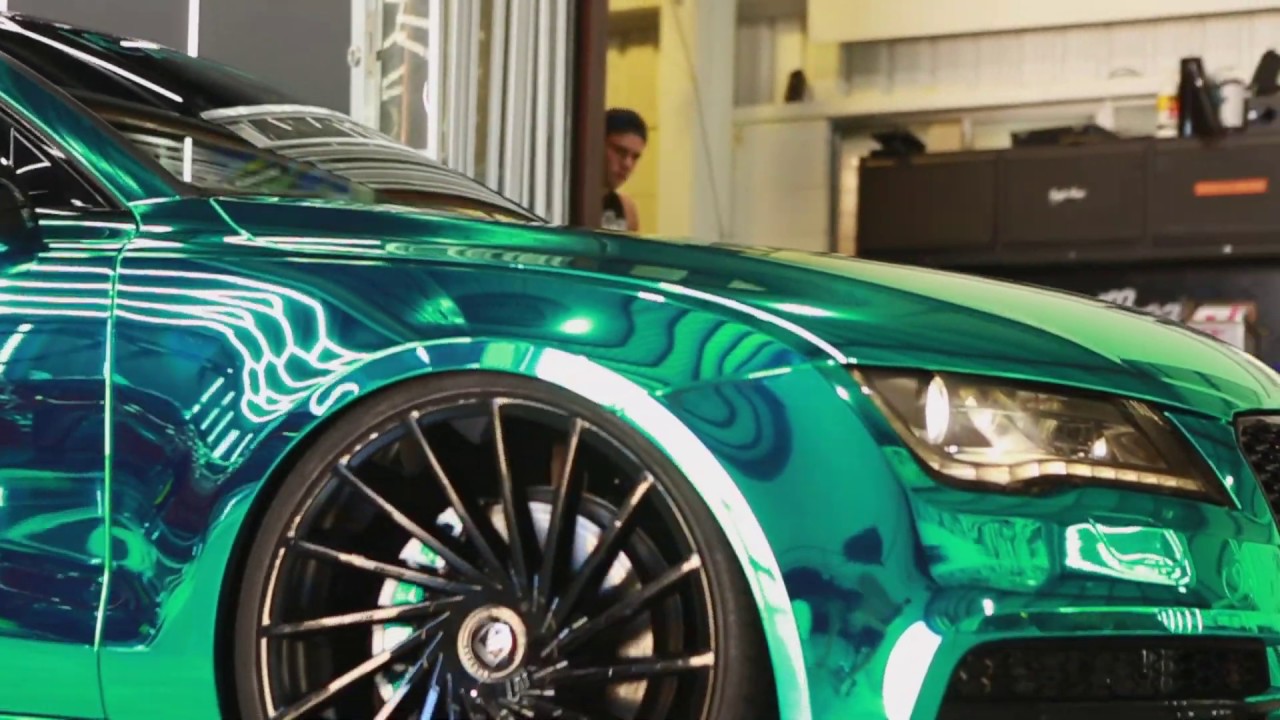 Audi A7 Wrapped in a New Chrome Turquoise - YouTube
