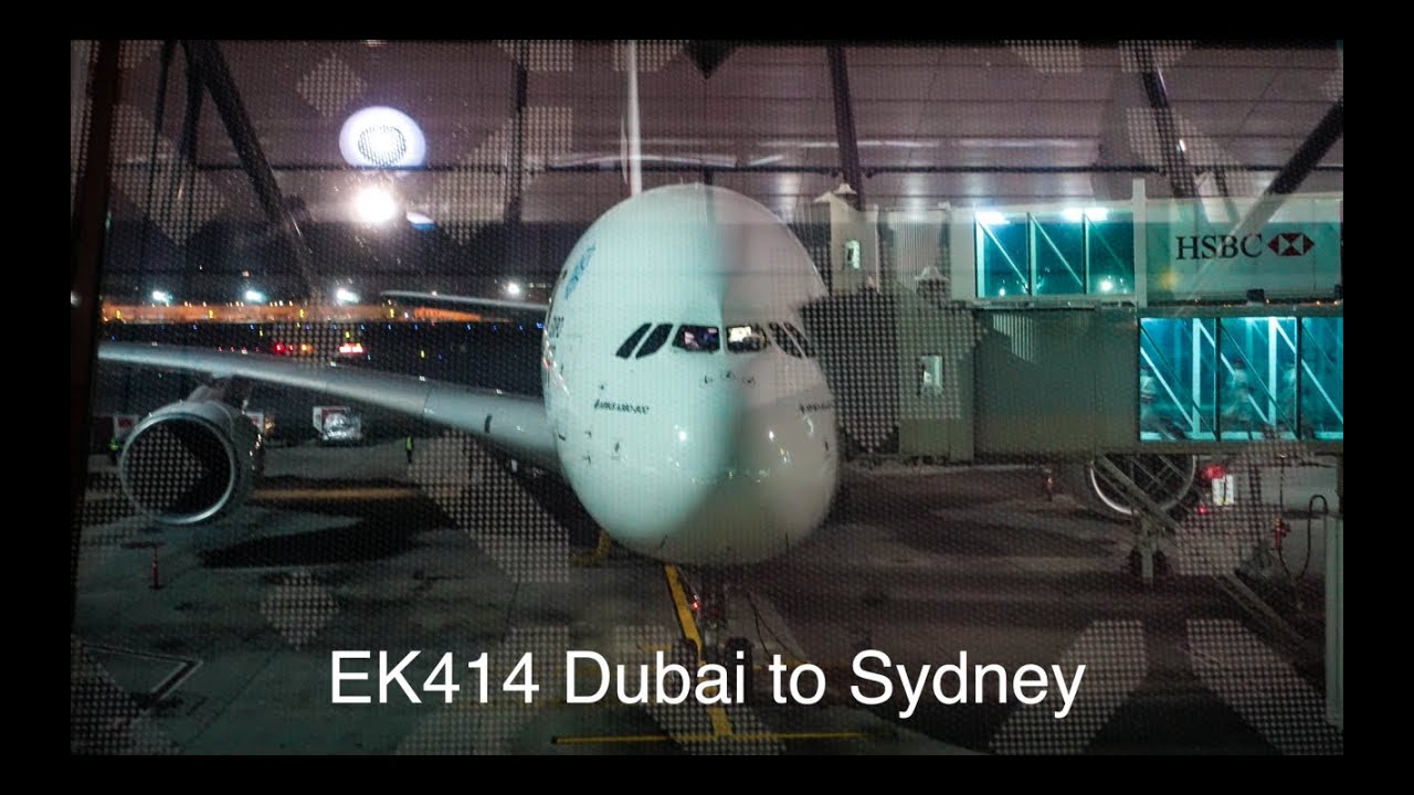 TRIP REPORT: Emirates EK414 Airbus A380-861 Dubai to Sydney - YouTube