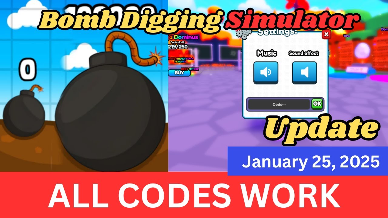 *ALL Codes Work* Bomb Digging Simulator ROBLOX, January 25, 2025 - YouTube