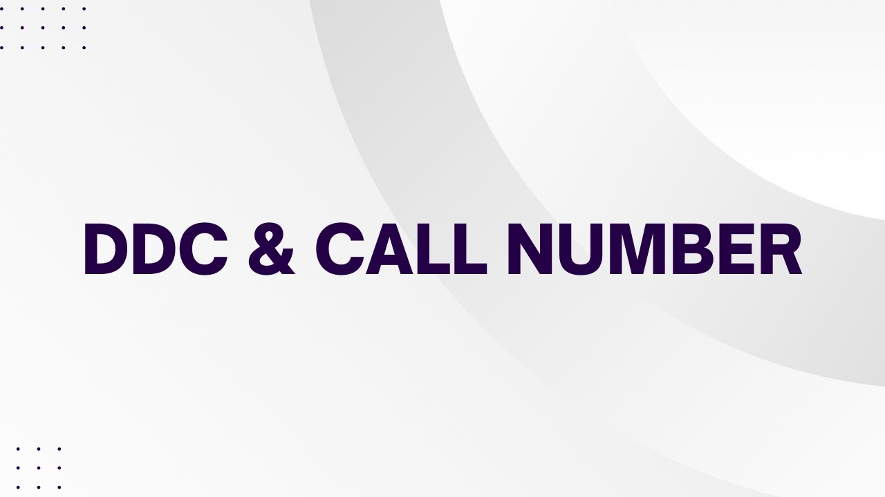DDC & CALL NUMBER - YouTube