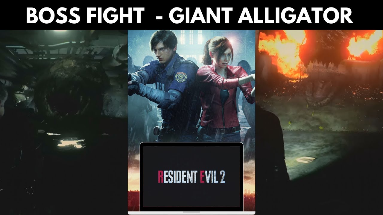 BOSS FIGHT-GIANT ALLIGATOR RESIDENT EVIL 2 REMAKE - YouTube