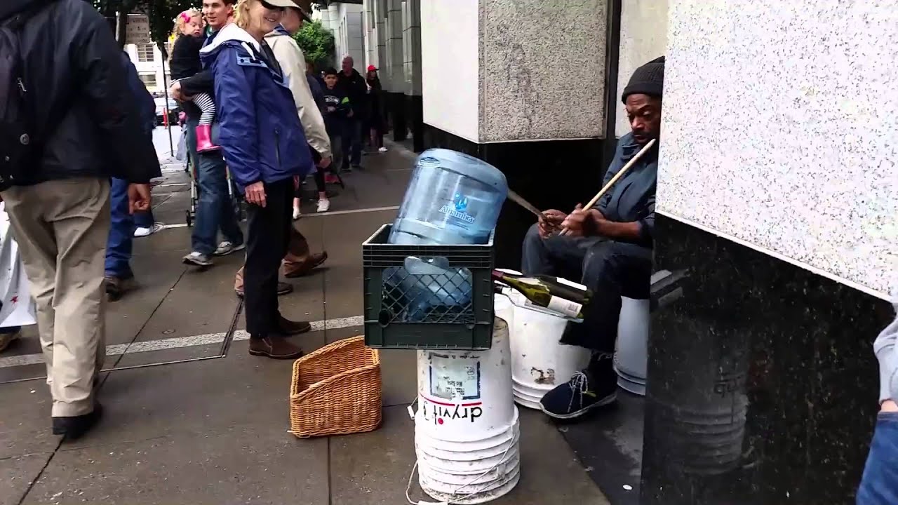 Homeless Drummer on SF Streets (MUST WATCH) - YouTube