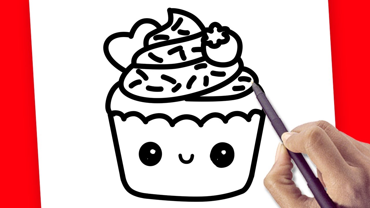 How to Draw CUPCAKE KAWAII with Step-by-Step Instructions - YouTube