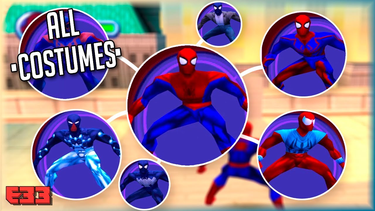 Spider-Man (2000) [PS1] - All Spider-Man Costumes Available - YouTube