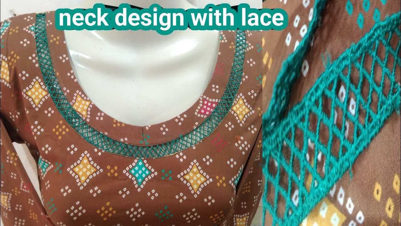 neck design with lace Easy & Beautiful Lace Neck Design Cutting and ...