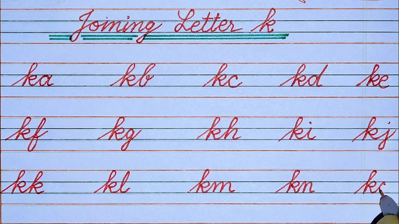 Cursive writing joining small letter k | Cursive writing a to z | abcd ...