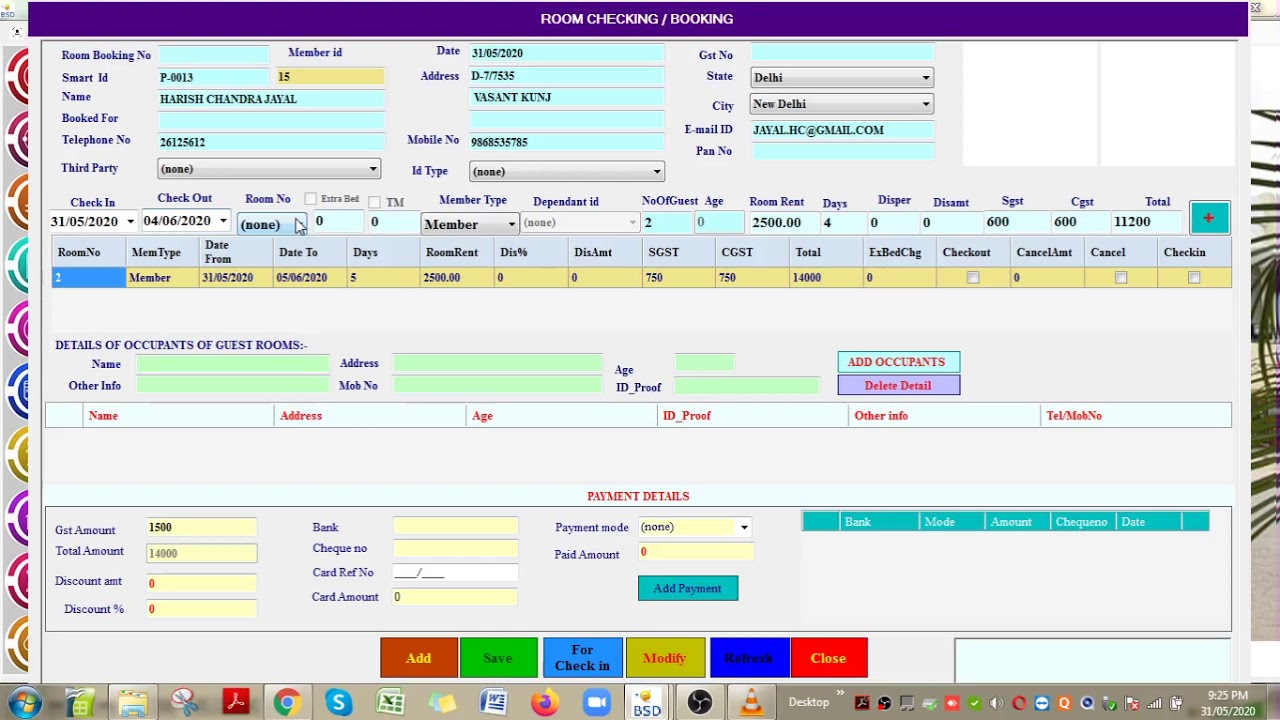 Multiple room booking in club management software - YouTube