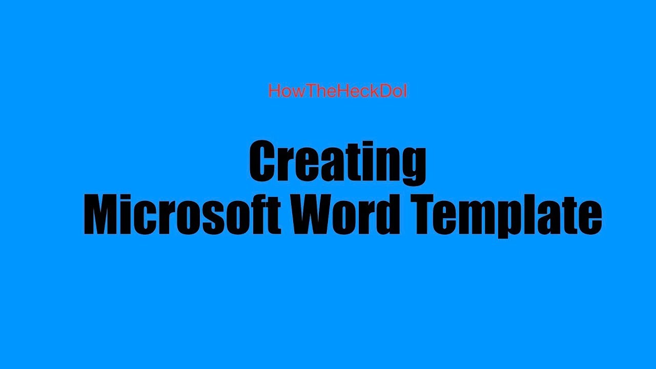 Creating A Word Template Microsoft Word - For Beginners - YouTube