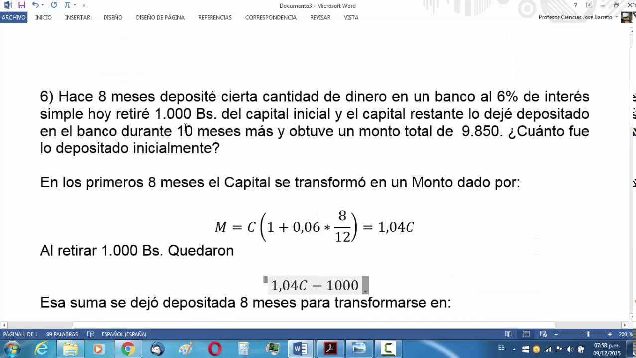 Matematica Financiera Interés Simple Calculo de Capital inicial con ...