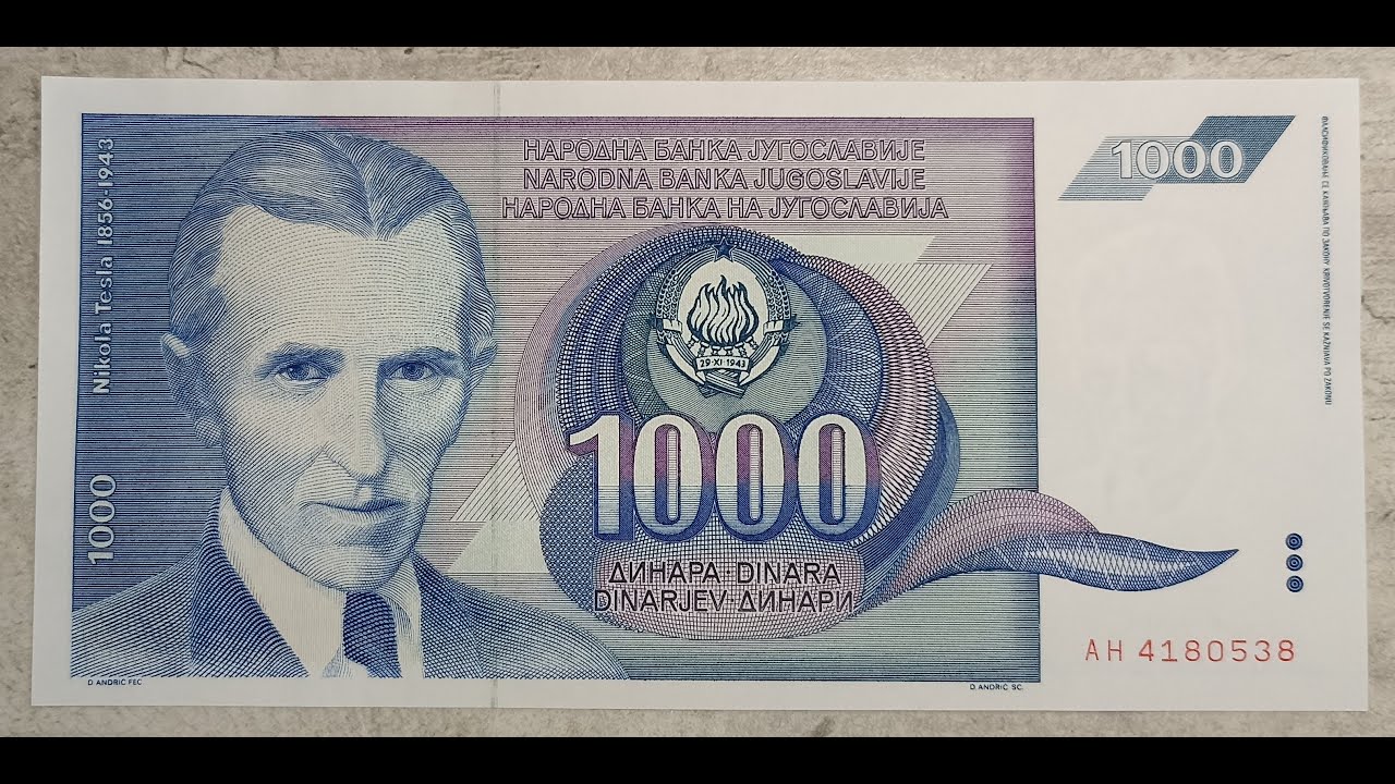 JUGOSLAWIEN - YUGOSLAVIA - 1.000 - DINARA - 1991 - NIKOLA - TESLA ...