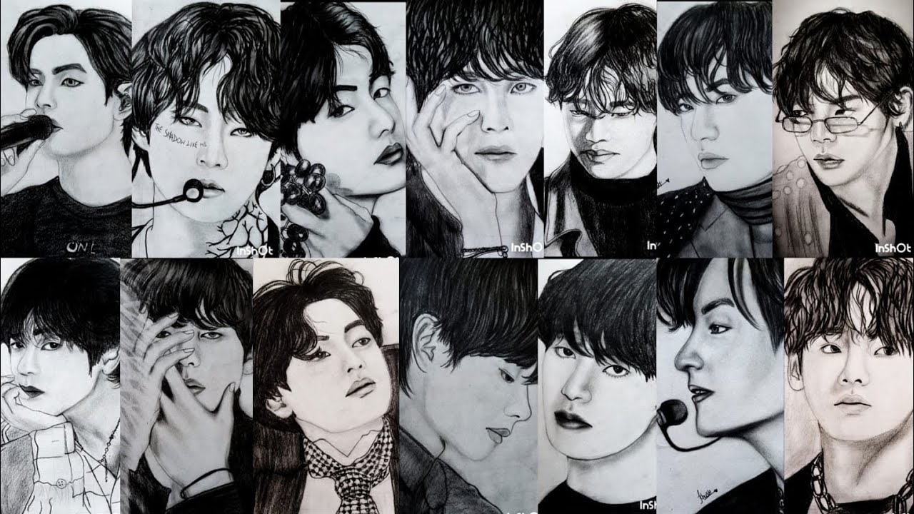BTS V 15 shorts drawing tutorial Kim Taehyung pencil sketch thv ...