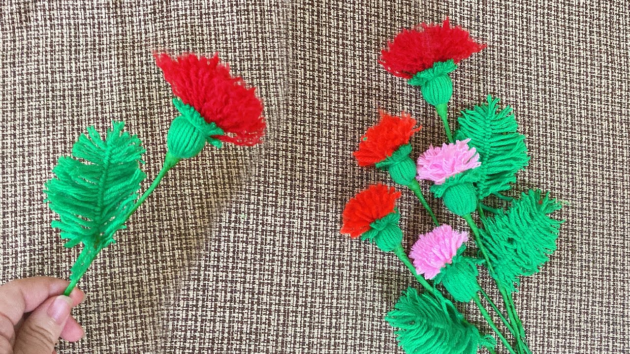 How to Make Beautiful Flower with Woolen - Easy Woolen Flower - DIY ...