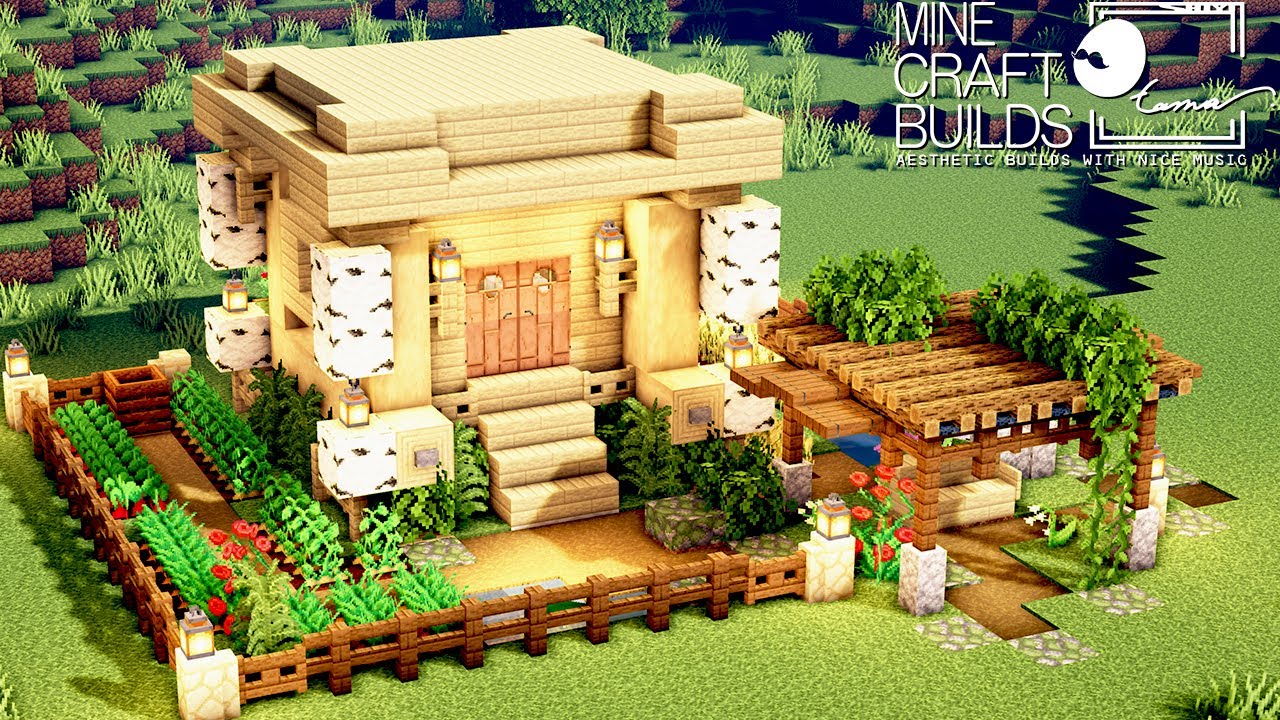 ⚒ Minecraft: How to Build a Small Survival House: Birch wood 🏡 Cute ...