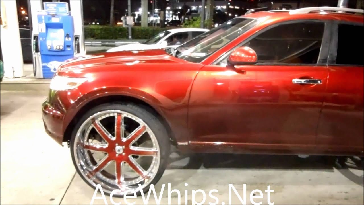 AceWhips.NET- Gator's Candy Red Infiniti FX35 on 30" Asantis Wetted Up ...