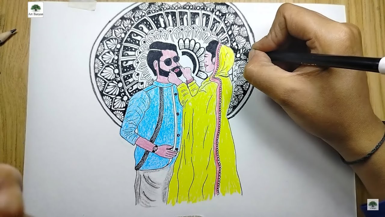 How to Draw a Traditional Couple | Step-by-Step Drawing Tutorial - YouTube