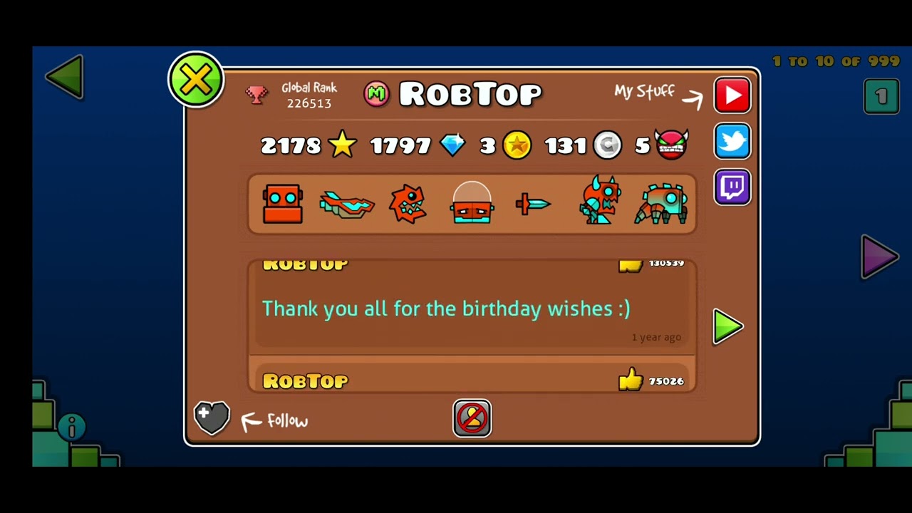 Icons robtop Geometry dash worls @RobTopGames - YouTube